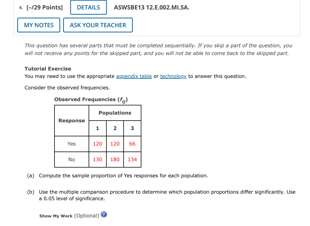 Solved 6. [-/29 Points] DETAILS ASWSBE13 12.E.002.MI.SA. MY | Chegg.com