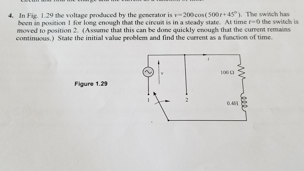 Solved 4. In Fig. 1.29 the voltage produced by the generator | Chegg.com