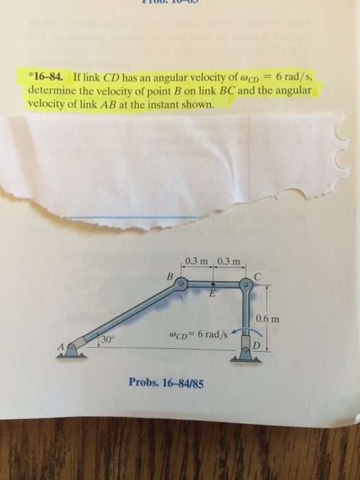 Solved If link CD has an angular velocity of omega_CD = 6 | Chegg.com