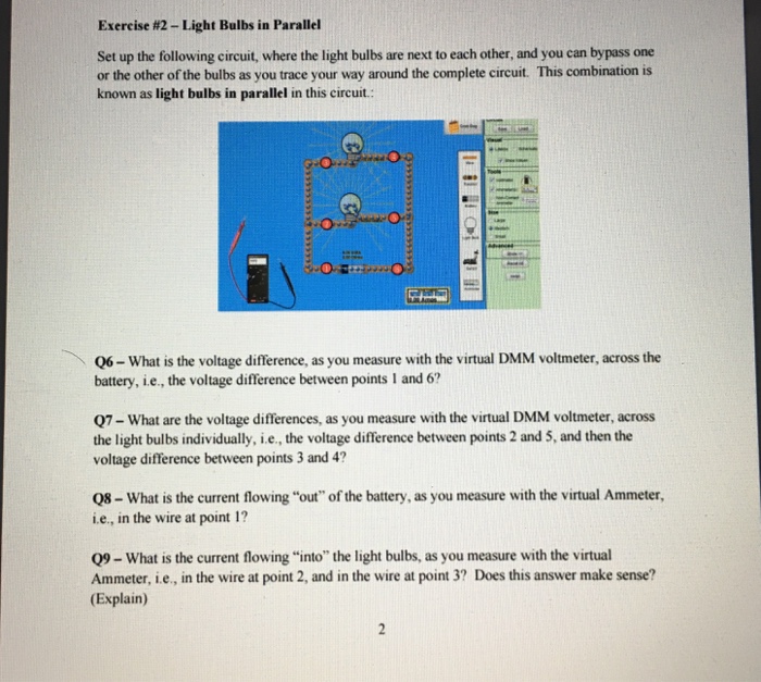 Solved Exercise #2 Light Bulbs in Parallel Set up the | Chegg.com
