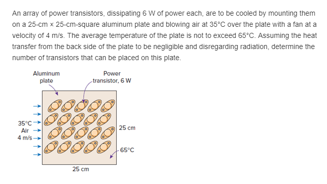 Solved An array of power transistors, dissipating 6 W of | Chegg.com