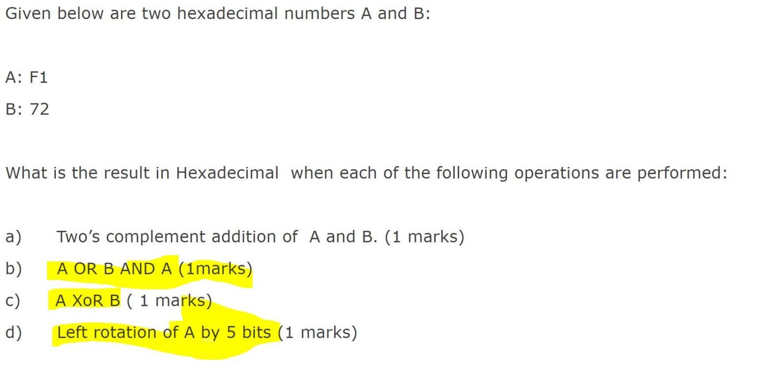 Solved Given below are two hexadecimal numbers A and B: A: | Chegg.com