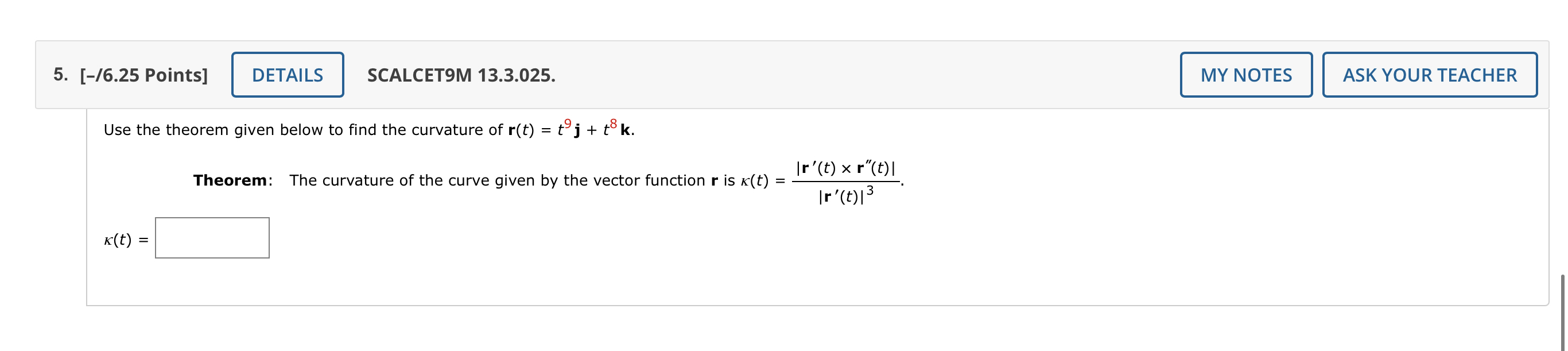 Solved -/6.25 Points] SCALCET9M 13.3.025. Use the theorem | Chegg.com