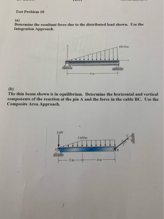 Solved Test Problem 10 (a) Determine the resultant force due | Chegg.com