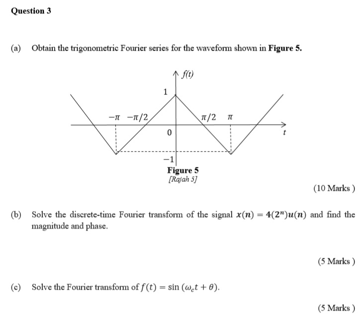 Solved Question 3 Obtain the trigonometric Fourier series | Chegg.com