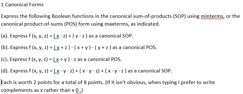 Solved Canonical Forms. Please express the canonical forms | Chegg.com
