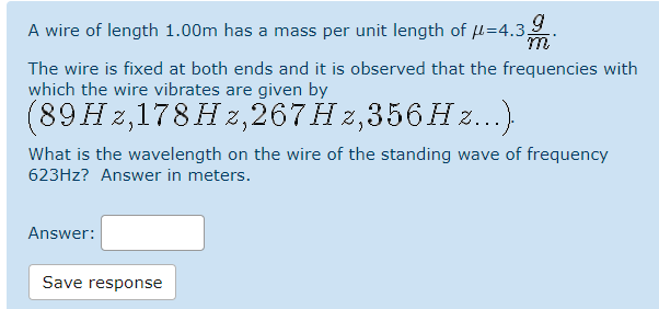 Solved A wire of length 1.00m has a mass per unit length of | Chegg.com