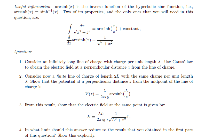 Solved Useful information: arcsinh(2) is the inverse | Chegg.com