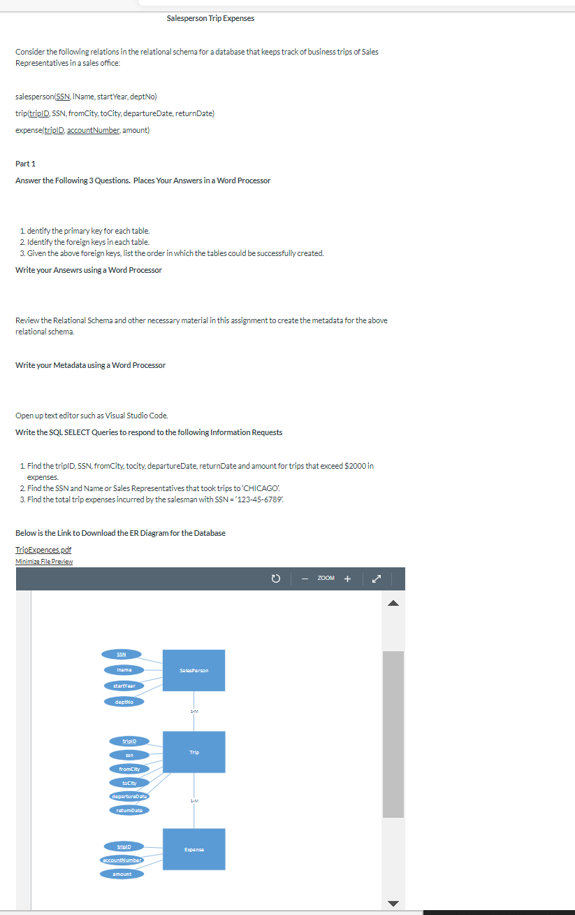 Solved CIS 205: Database Assignment Submit the Following | Chegg.com