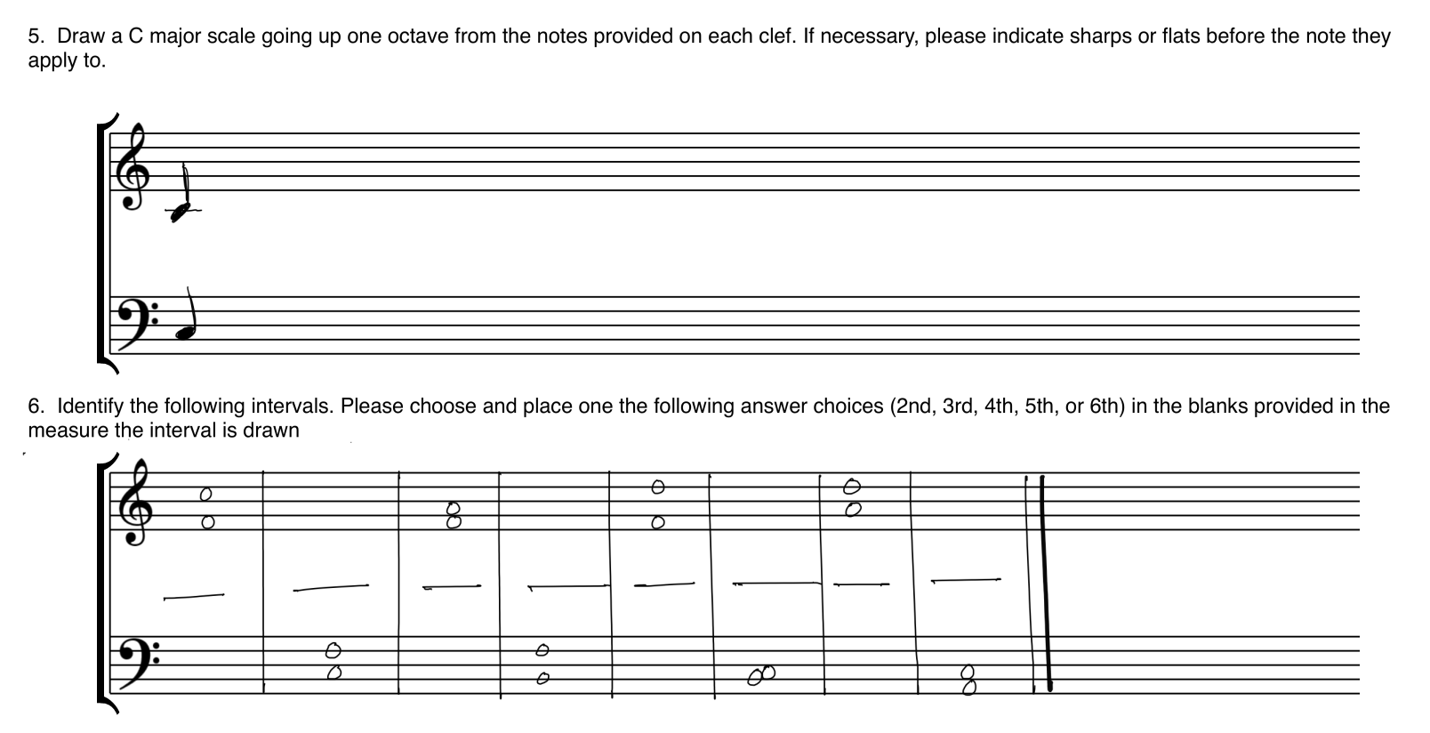 5. Draw a C major scale going up one octave from the | Chegg.com