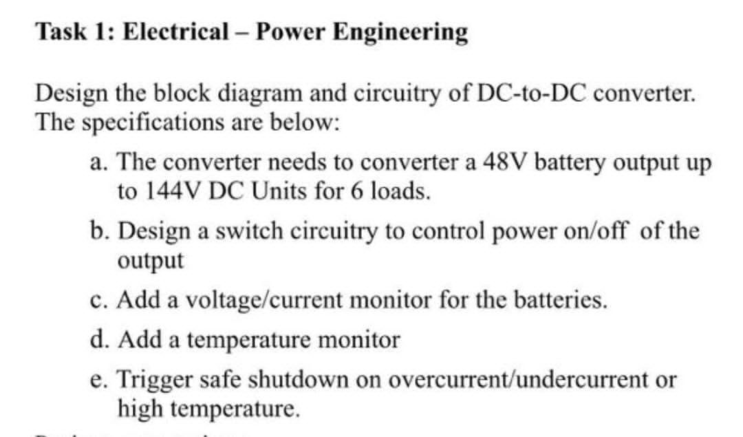 Solved Task 1: Electrical - Power Engineering Design the | Chegg.com