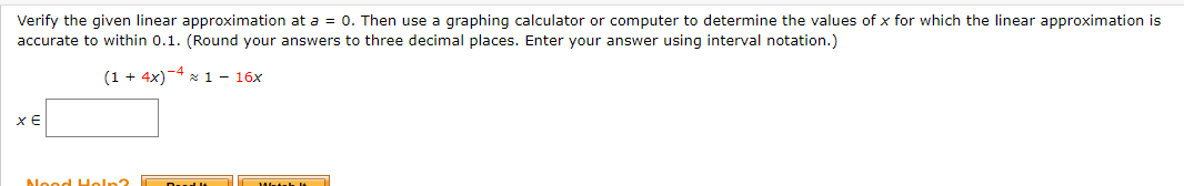 Solved Verify the given linear approximation at a = 0. Then | Chegg.com