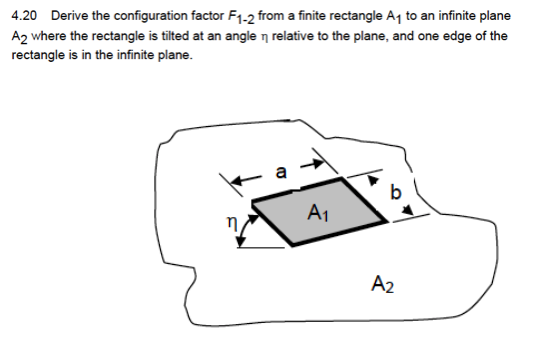 Solved 4.20 Derive the configuration factor F1-2 from a | Chegg.com