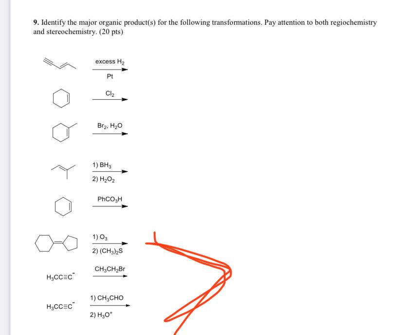 Solved 9. Identify the major organic product(s) for the | Chegg.com