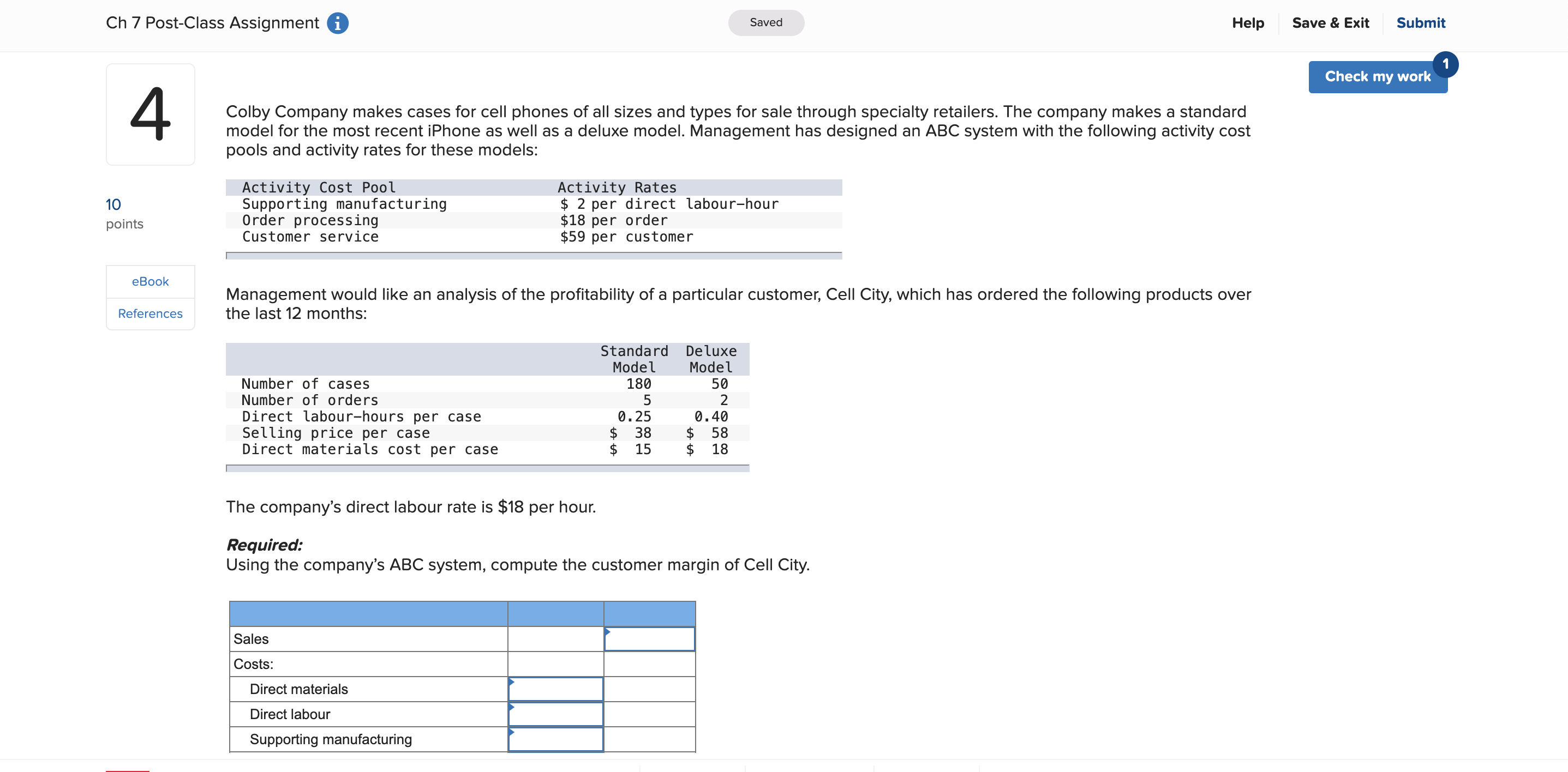 Solved Colby Company makes cases for cell phones of all | Chegg.com