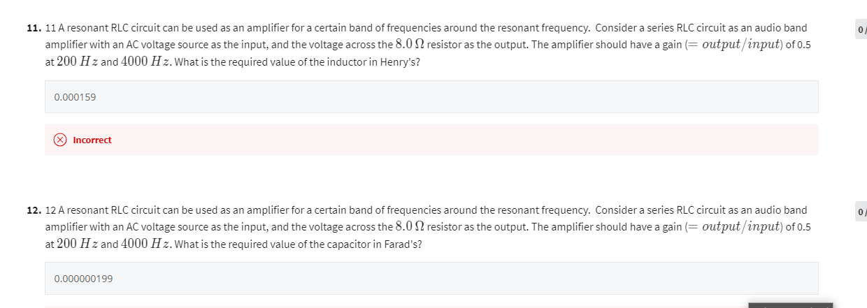 Solved 1. 11 A resonant RLC circuit can be used as an | Chegg.com