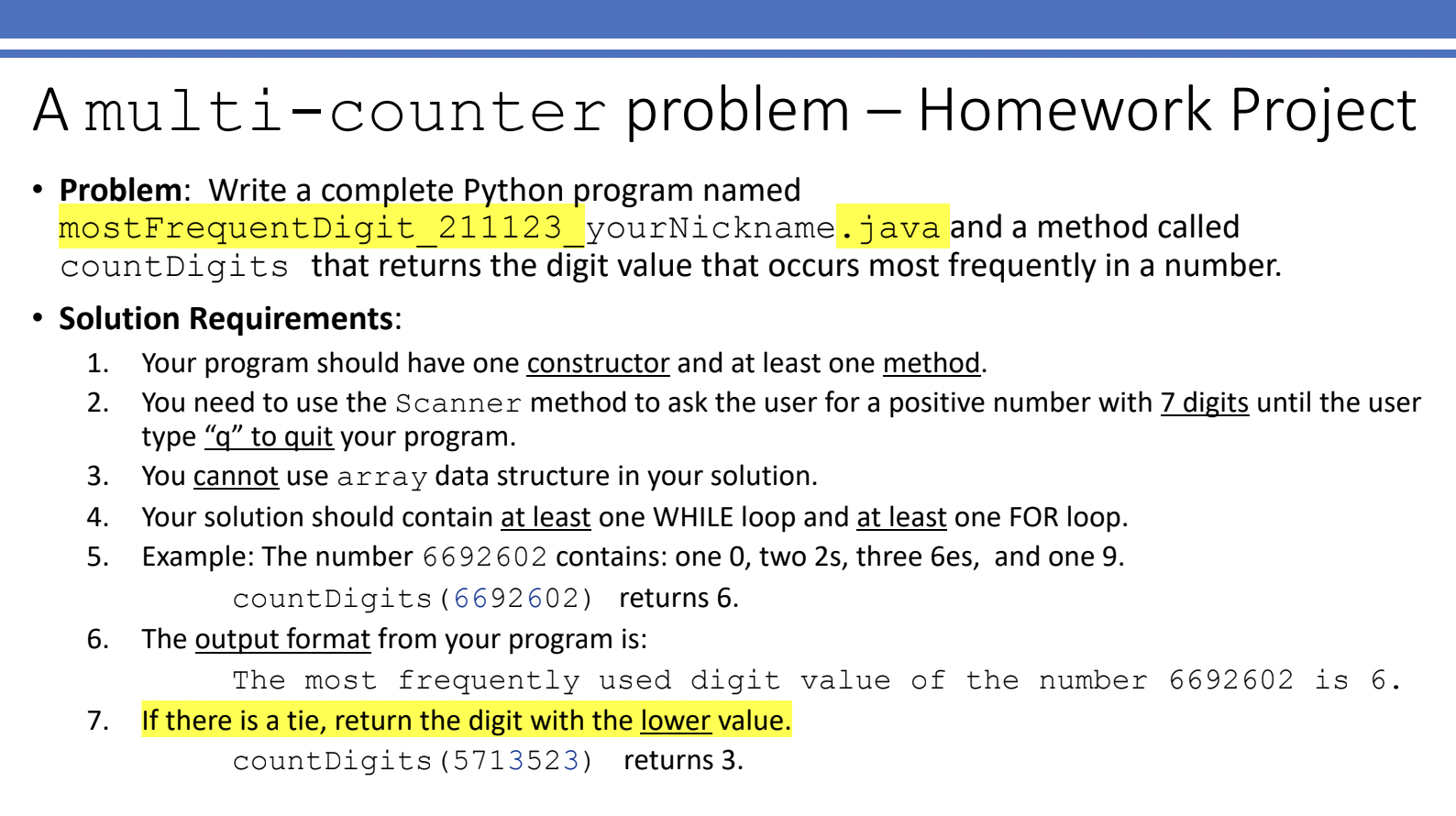 Solved A multi-counter problem - Homework Project Problem: | Chegg.com