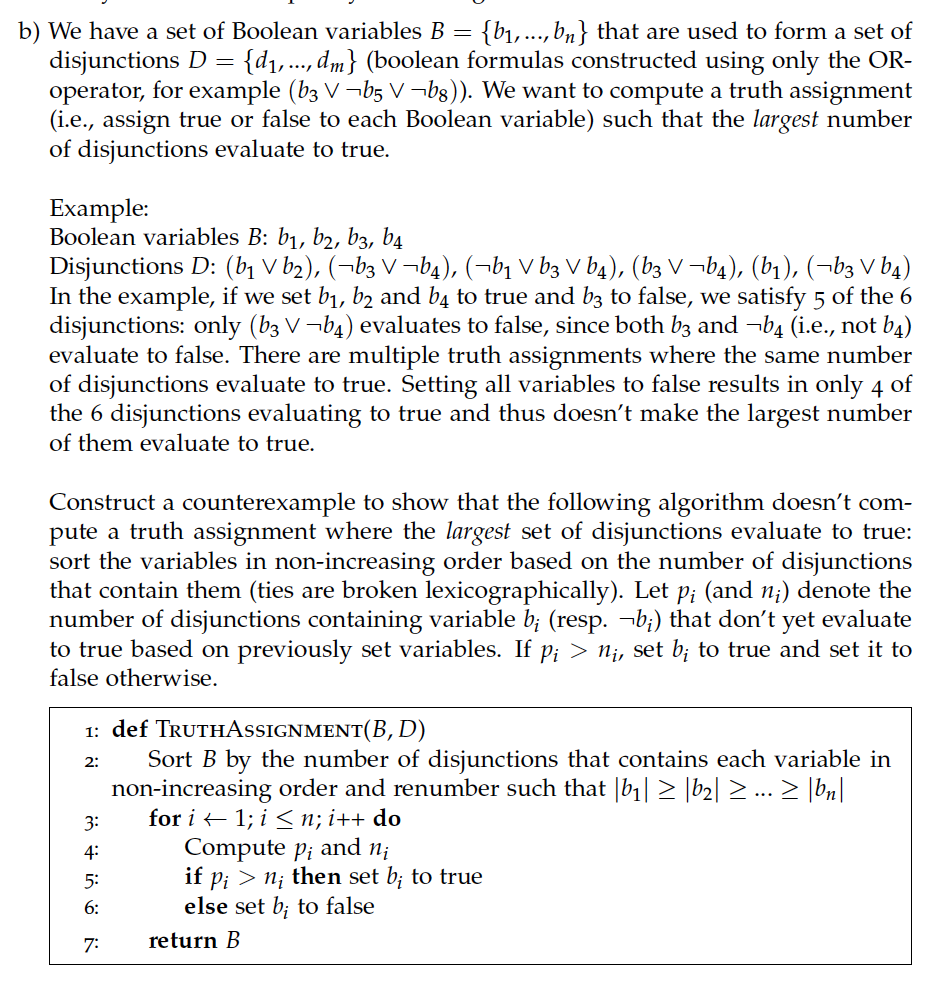 Solved b) We have a set of Boolean variables B={b1,…,bn} | Chegg.com