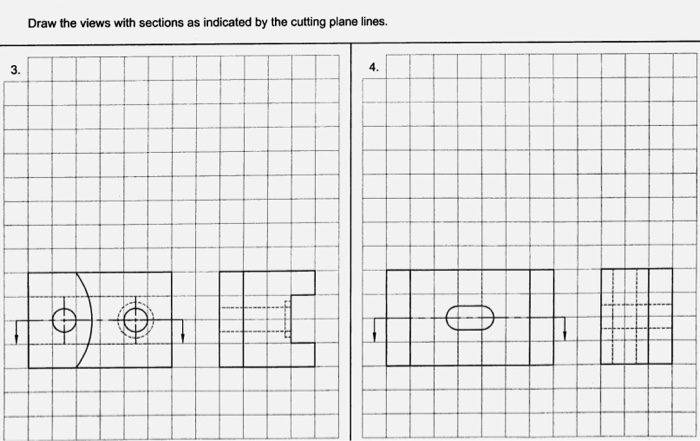 Solved Draw the views with sections as indicated by the | Chegg.com