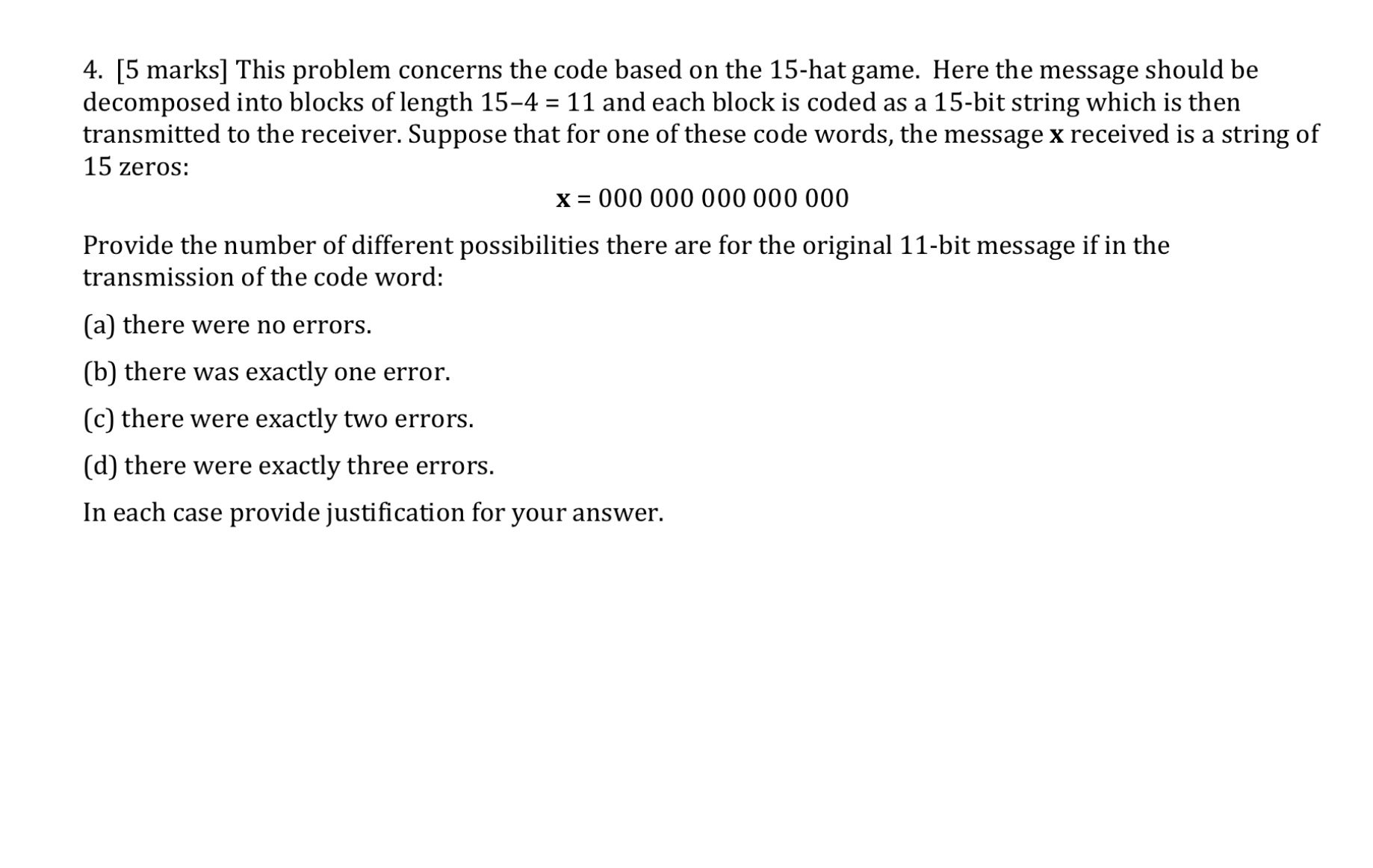 Solved 4. [5 marks] This problem concerns the code based on | Chegg.com