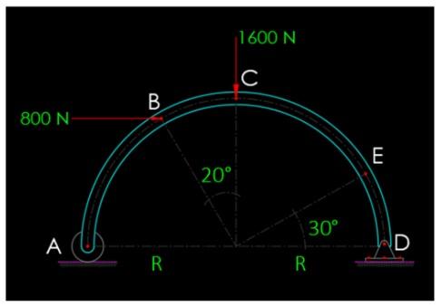 Solved A circular arch is subjected to the given loads. | Chegg.com