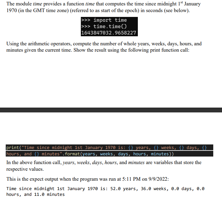 Solved The module time provides a function time that | Chegg.com