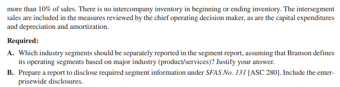 Solved Comprehensive Segmental Reporting LO 4 LO 5 Branson | Chegg.com