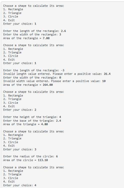 Solved Create a C program to calculate the area of a | Chegg.com