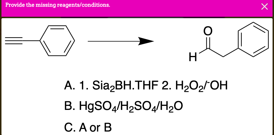 Solved Provide the missing reagents/conditions. Х H A. 1. | Chegg.com