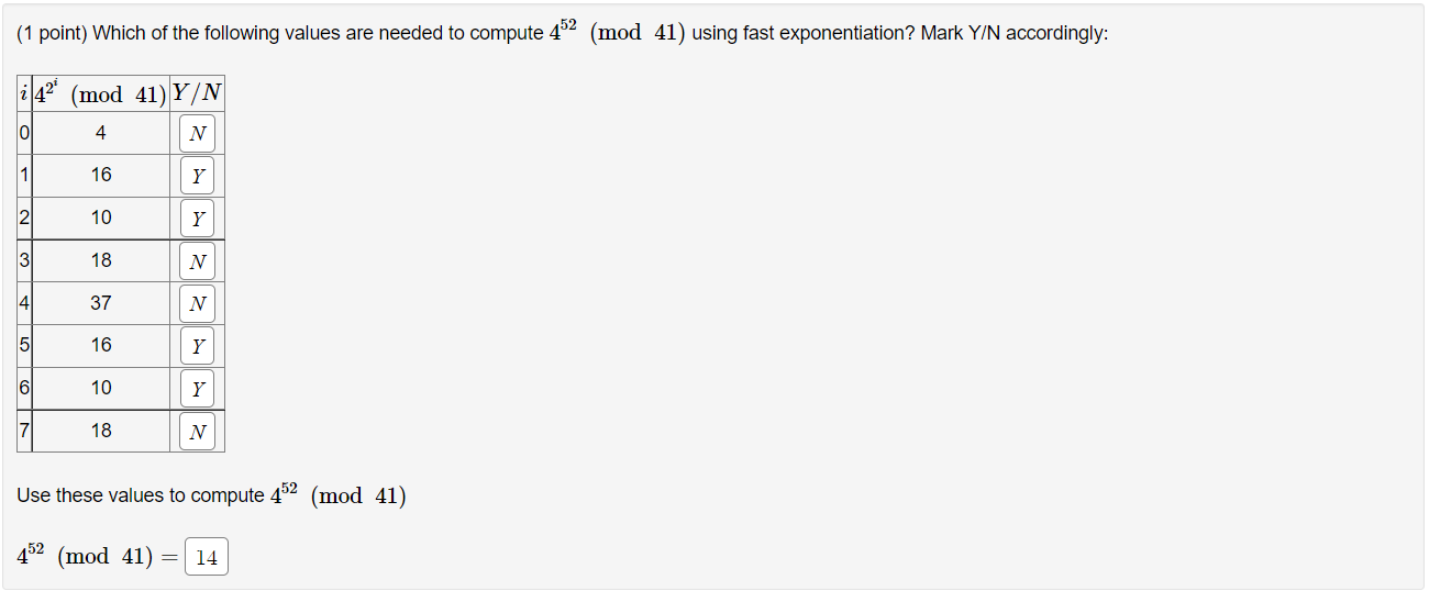 Solved (1 point) Which of the following values are needed to | Chegg.com