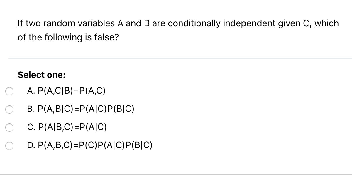 Solved If two random variables A and B are conditionally | Chegg.com