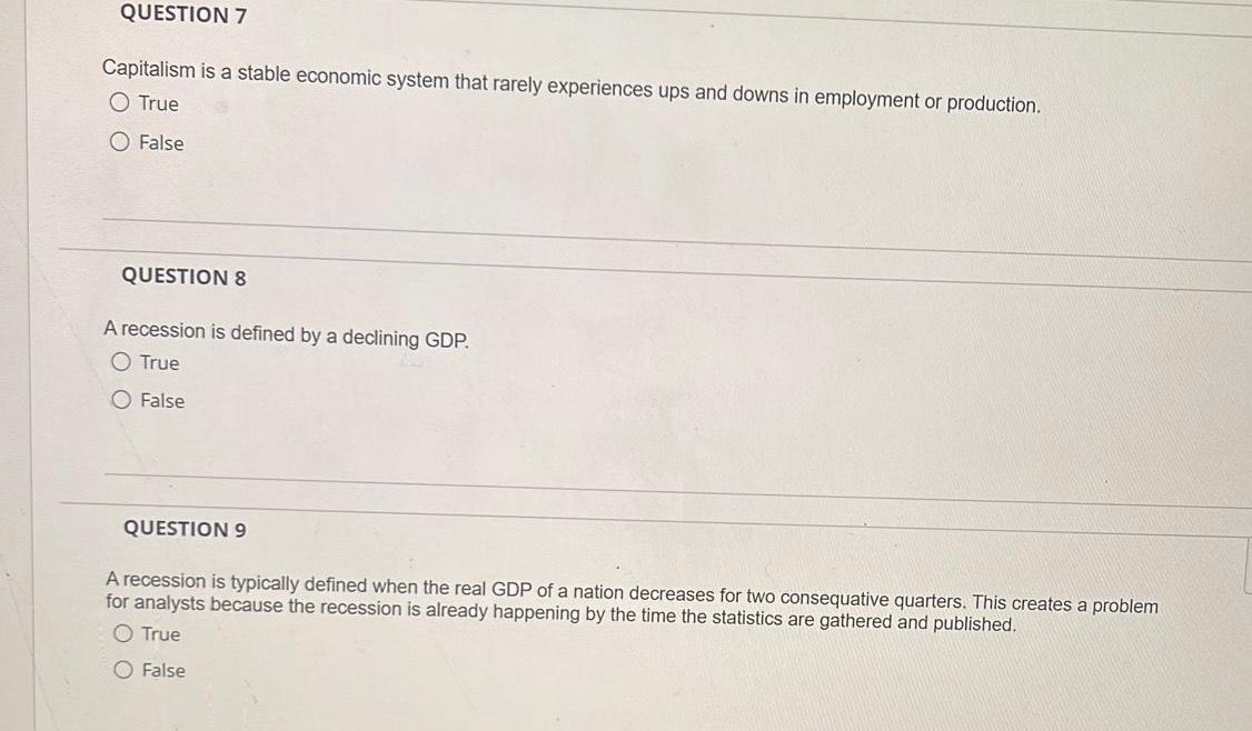 Solved Capitalism is a stable economic system that rarely | Chegg.com