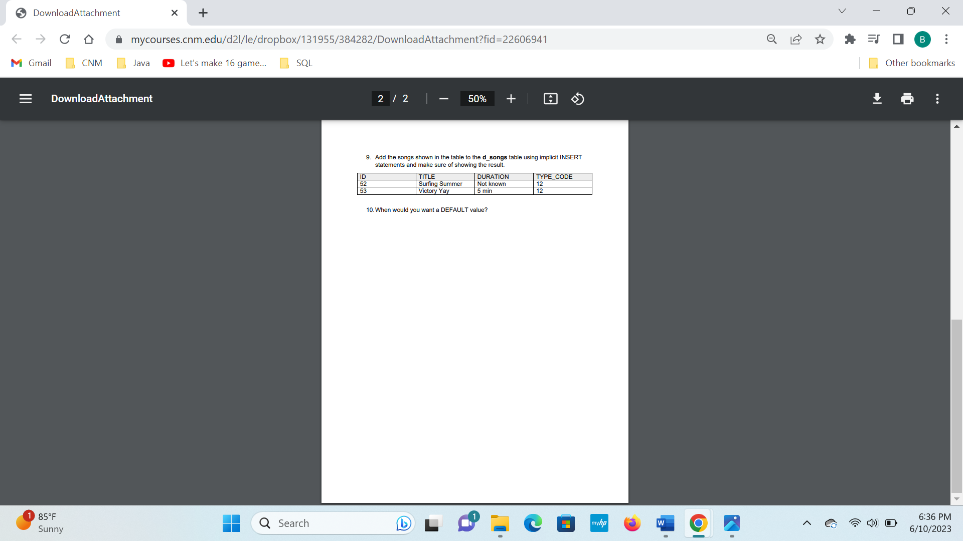 Solved I need some help with Structure Query Language, it | Chegg.com
