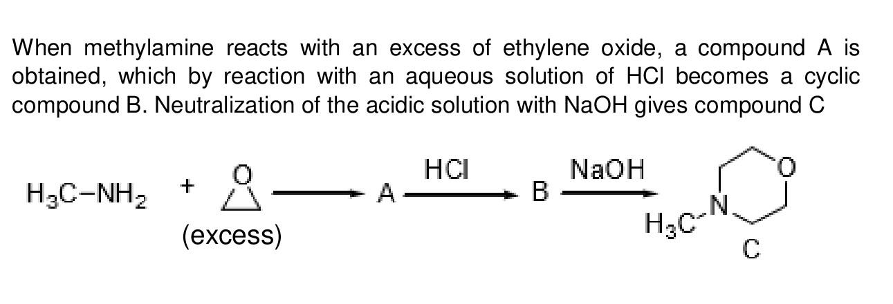 Solved When methylamine reacts with an excess of ethylene | Chegg.com