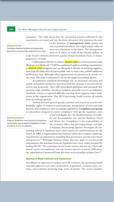 Solved THE WELL-MANAGED Healthcare Organization EIGHTH | Chegg.com