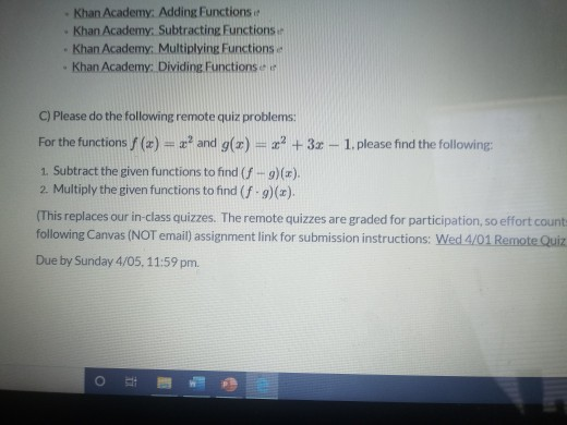 Solved Khan Academy: Adding Functions • Khan Academy: | Chegg.com