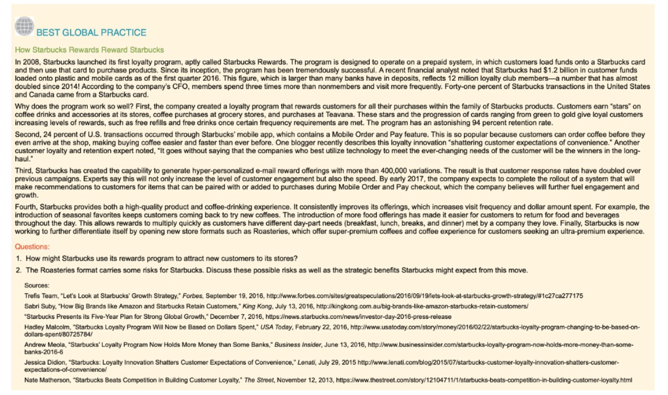 Solved BEST GLOBAL PRACTICE How Starbucks Rewards Reward | Chegg.com