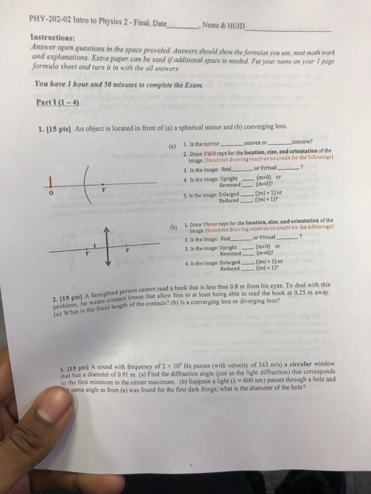 Solved PHY-202-02 Intro to Physics 2-Final, DateName&HUID | Chegg.com