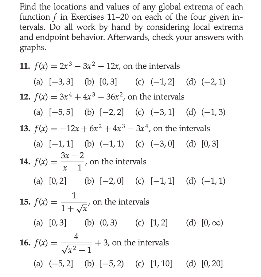 Solved Find the locations and values of any global extrema | Chegg.com