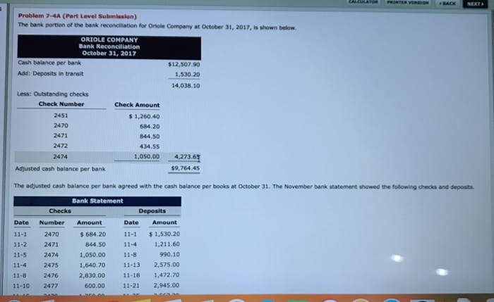 Solved PRINTER VERSION BACK EXT Problem 7-4A (Part Level | Chegg.com