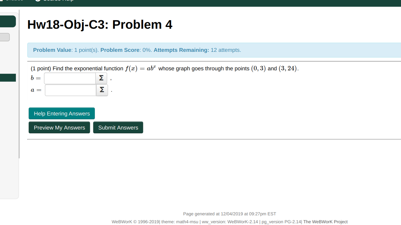 Solved Hw18-Obj-C3: Problem 4 Problem Value: 1 point(s). | Chegg.com