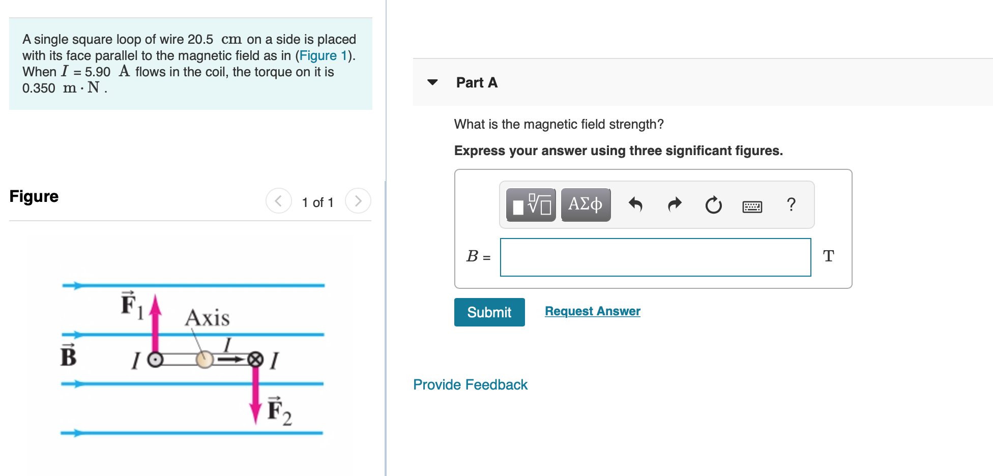 Solved A single square loop of wire 20.5 cm on a side is | Chegg.com