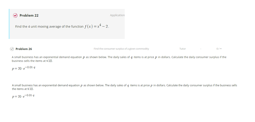Solved Find the 4 unit moving average of the function | Chegg.com