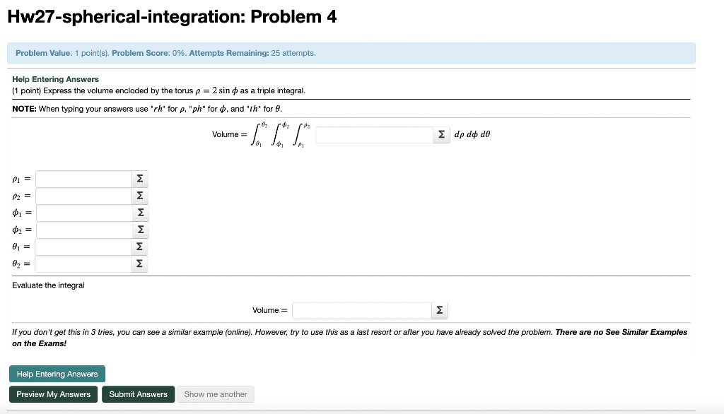 Solved Hw27-spherical-integration: Problem 4 Problem Value: | Chegg.com