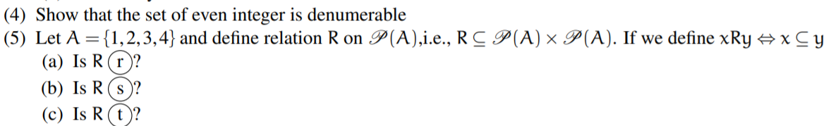 Solved (4) Show that the set of even integer is denumerable | Chegg.com