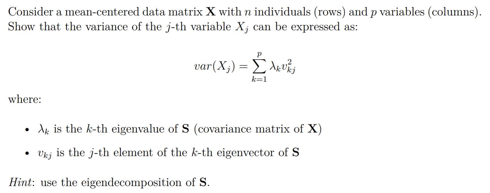 Consider a mean-centered data matrix X with n | Chegg.com