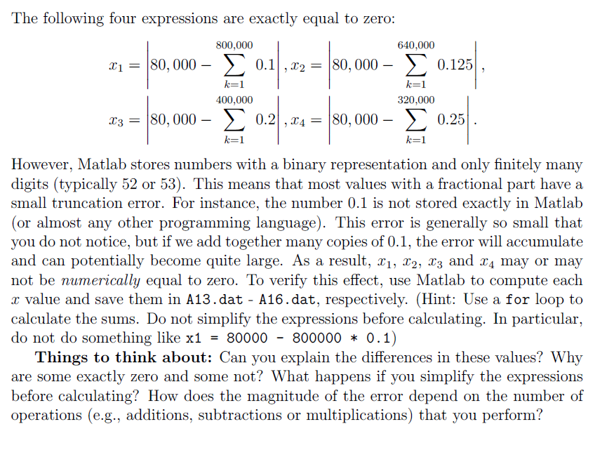 Solved The following four expressions are exactly equal to | Chegg.com
