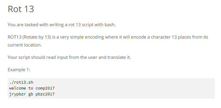 Solved Rot 13 You are tasked with writing a rot 13 script | Chegg.com