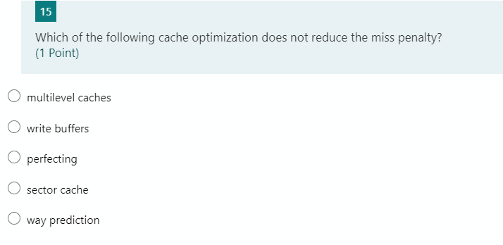 Solved 15 Which of the following cache optimization does not | Chegg.com