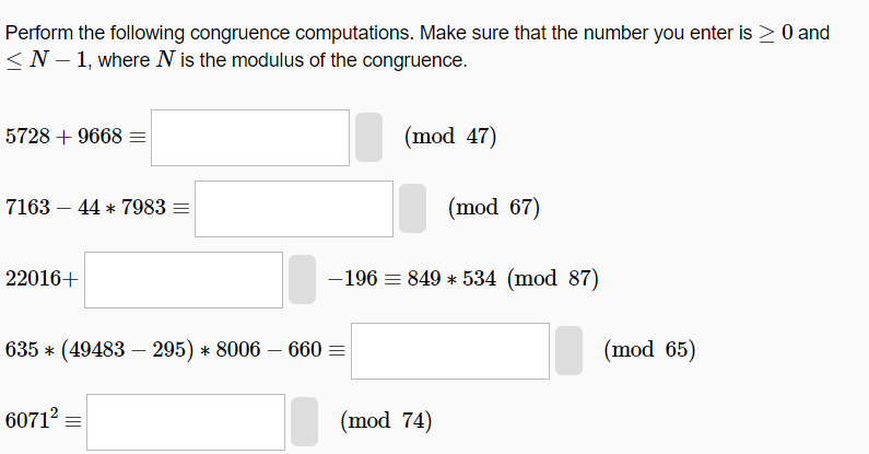 Solved Perform the following congruence computations. Make | Chegg.com